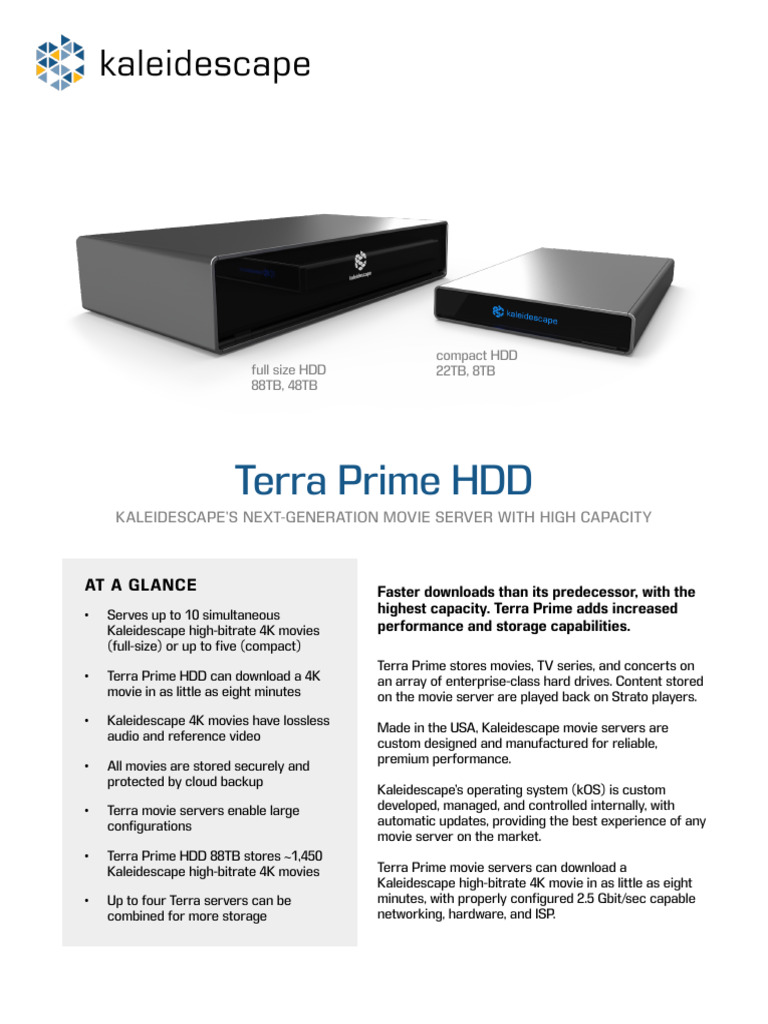 Kaleidescape Terra Prime HDD Movie Server | PDF | Hard Disk Drive ...