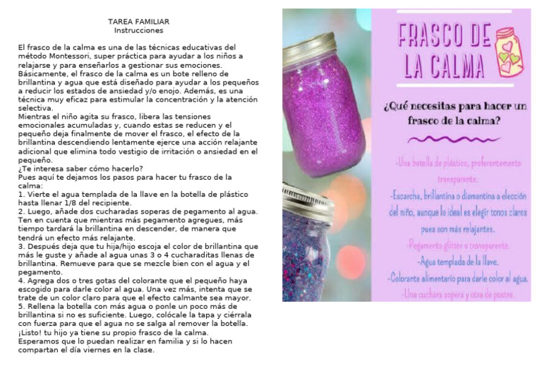 TAREA FAMILIAR Frasco de La Calma | PDF