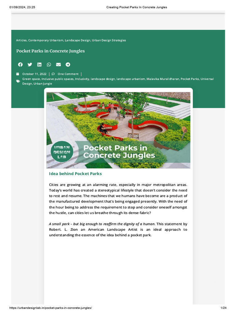 Creating Pocket Parks in Concrete Jungles - URBAN DESIGN LAB | PDF ...