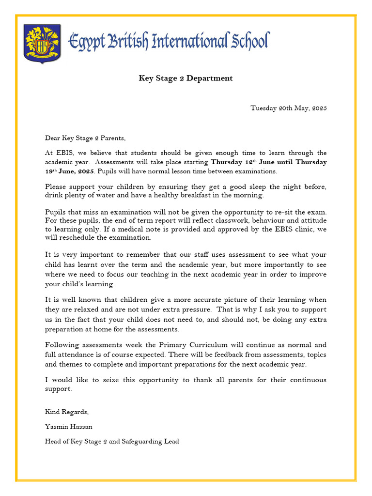 Key Stage 2 End of Year Assessments 2025 | PDF