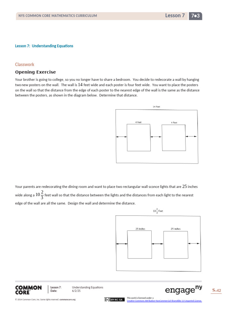 Math g7 m3 Topic B Lesson 7 Student | PDF | Equations | Numbers