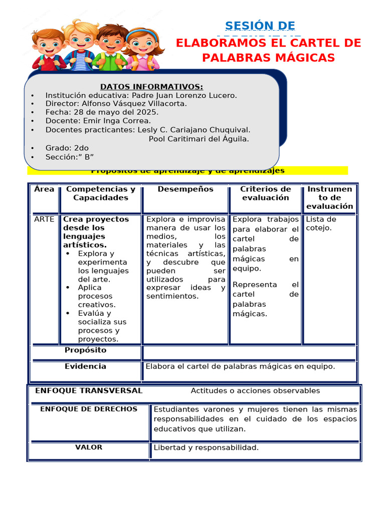 Elaboración de Cartel de Palabras Mágicas | PDF | Evaluación | Pedagogía