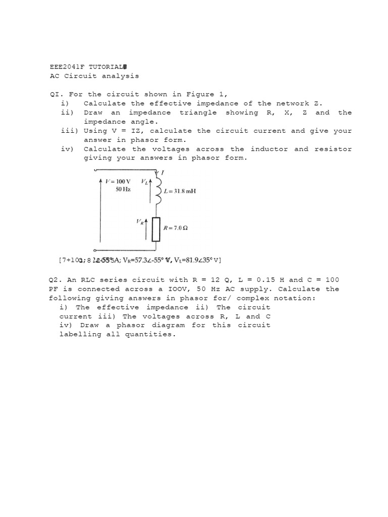AC Circuit Analysis Tutorial Guide | PDF | Ac Power | Electrical Impedance
