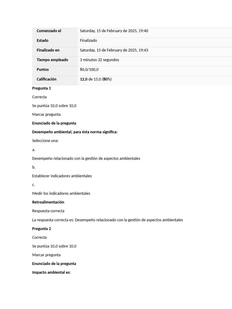 Taller 1 Módulo EM ISO 14001 2015 | PDF | Entorno natural