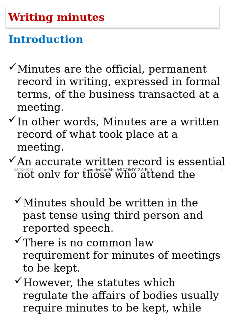How To Write Minutes | PDF