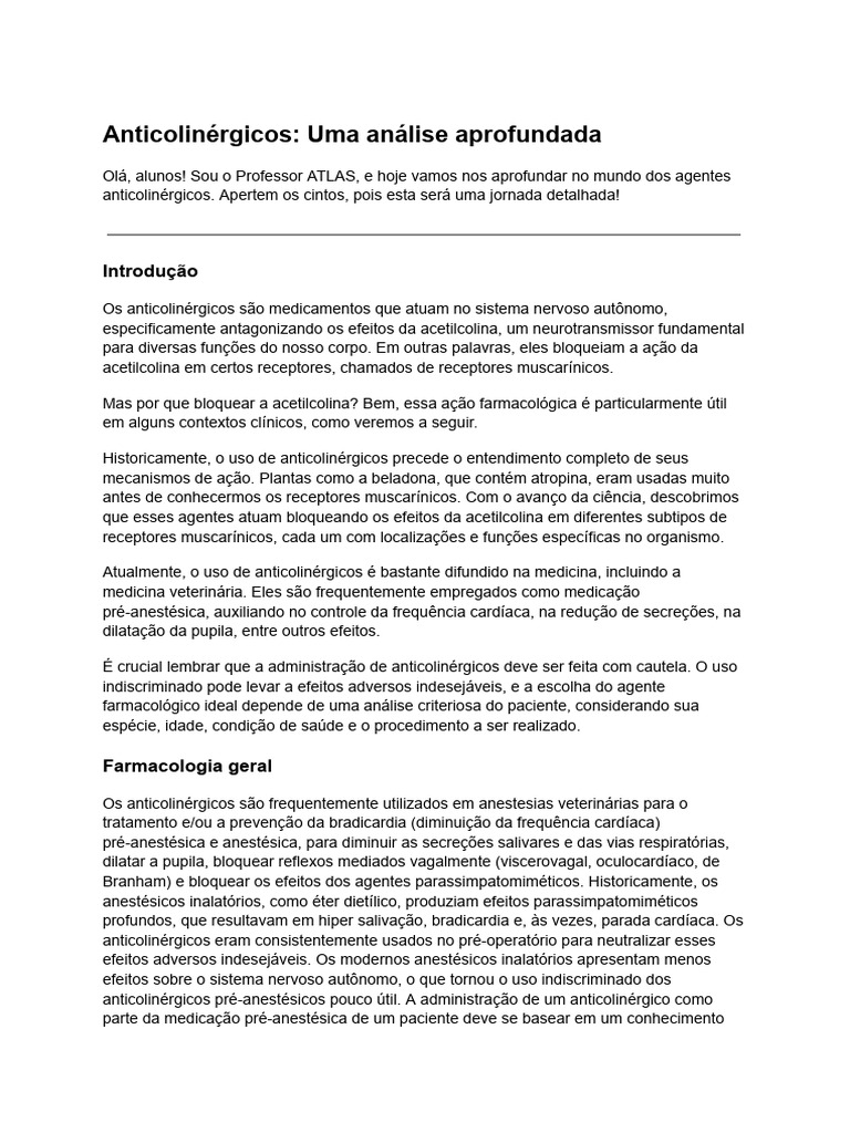 Anticolinergicos - Resumo | PDF