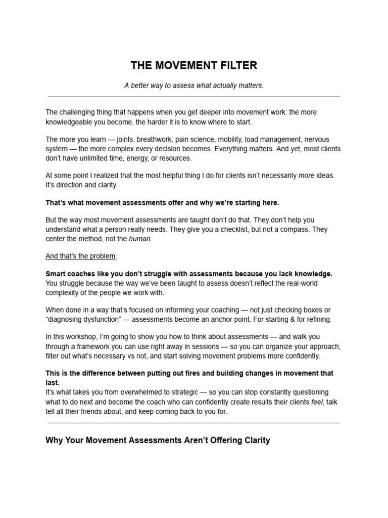 The Movement Filter Workshop | PDF | Anatomical Terms Of Motion