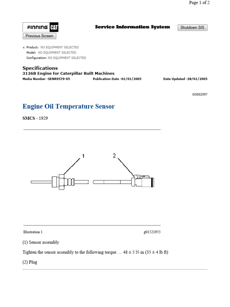 Engine Oil Temperature Sensor | PDF