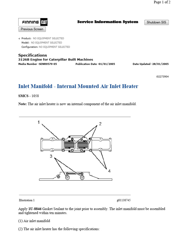 Inlet Manifold - Internal Mounted Air Inlet Heater | PDF