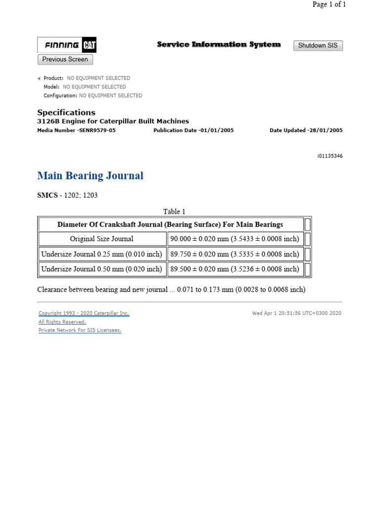 Main Bearing Journal | PDF
