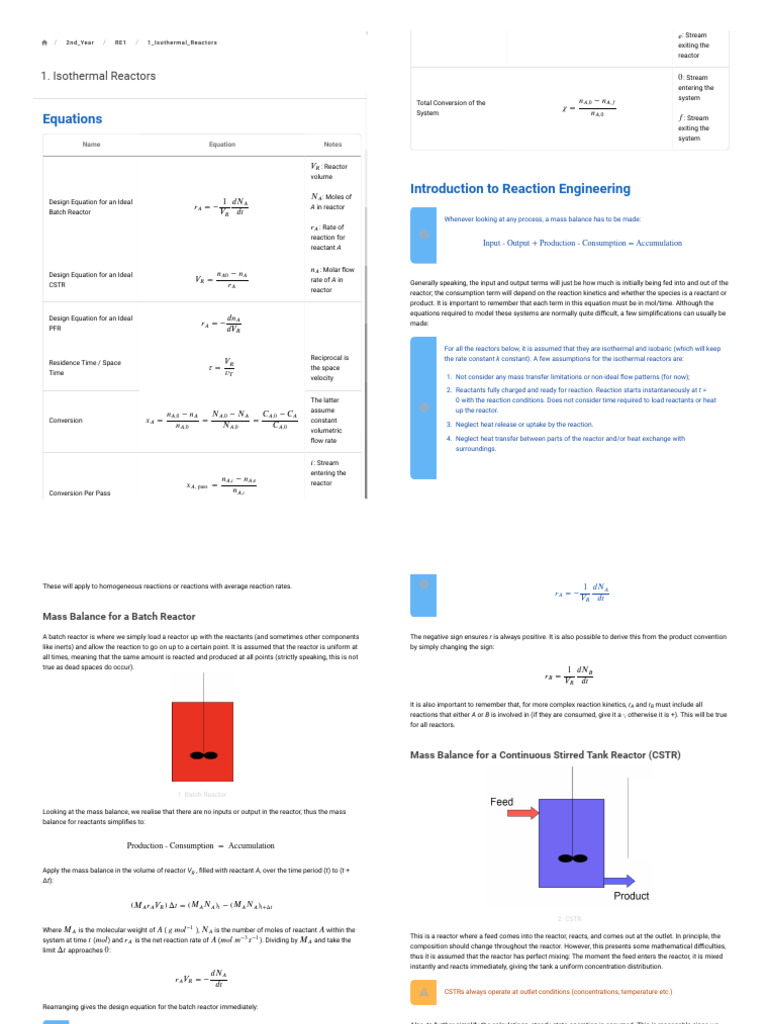 Isothermal Reactors - Imperial ChemEng Wiki | PDF | Chemical Reactor | Chemical Engineering
