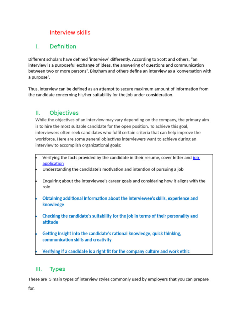 Interview Skills-Before - During and After | PDF | Interview | Goal