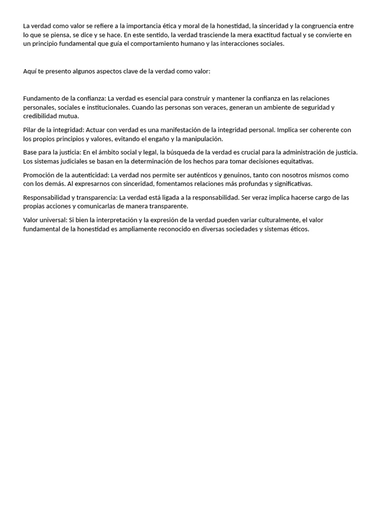 La verdad como valor ético esencial | PDF