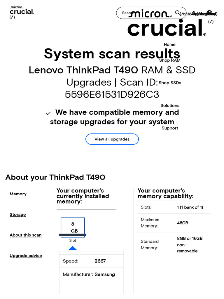 Lenovo ThinkPad T490 - Memory RAM & SSD Upgrades | PDF | Solid State ...