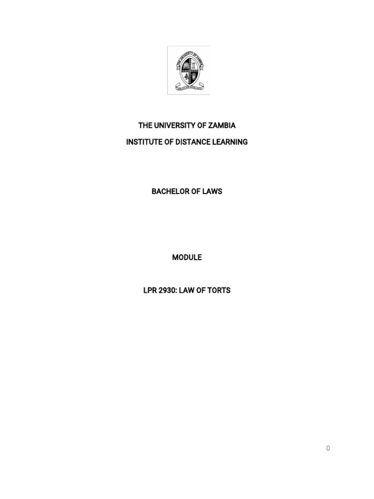 LPR 2930 Law of Torts Module 2014 PT Sambo | PDF