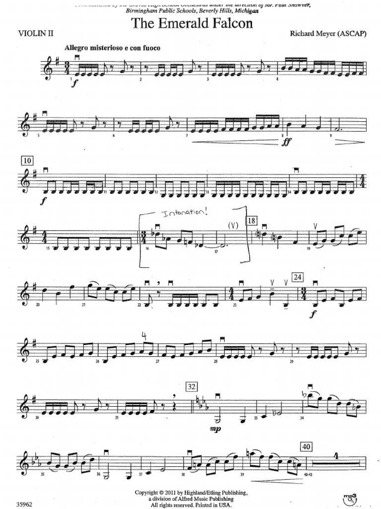 The Emerald Falcon 2nd Violin | PDF