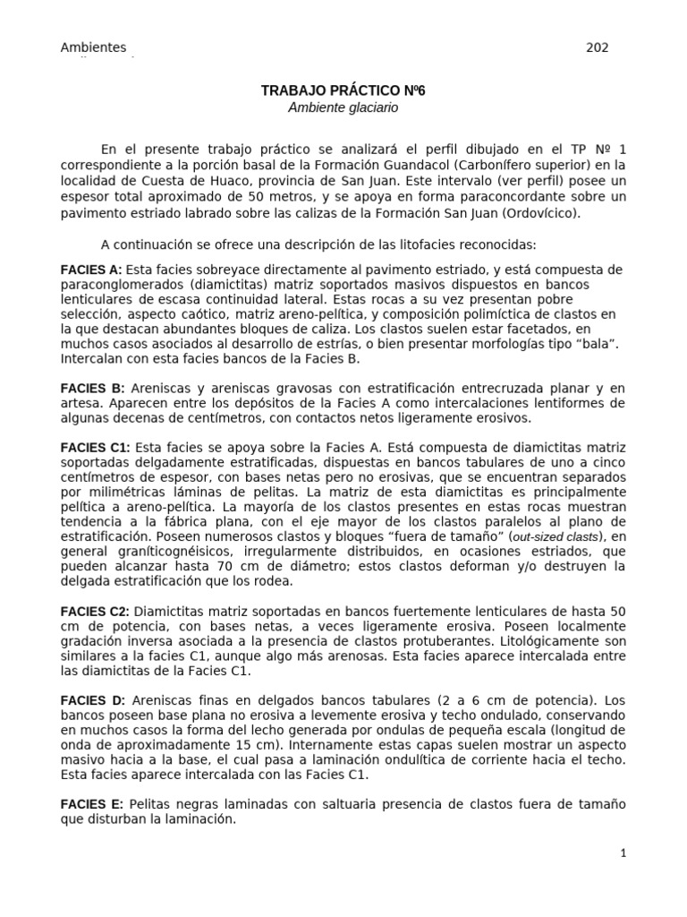 TP6 - Ambiente Glaciario | PDF | Roca clástica | Rocas