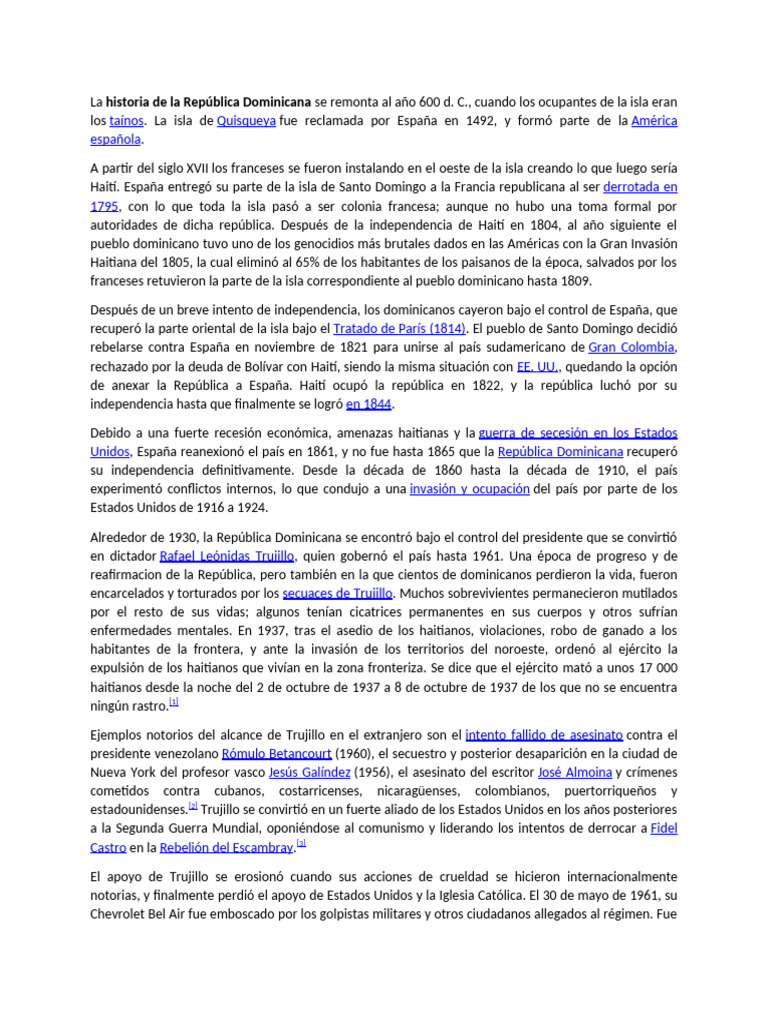 Historia | PDF | República Dominicana | Haití