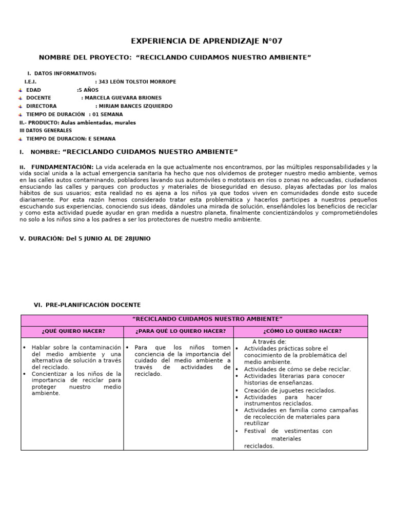 Experiencia 7 Reciclando Ando 1 | PDF | Residuos | Reciclaje