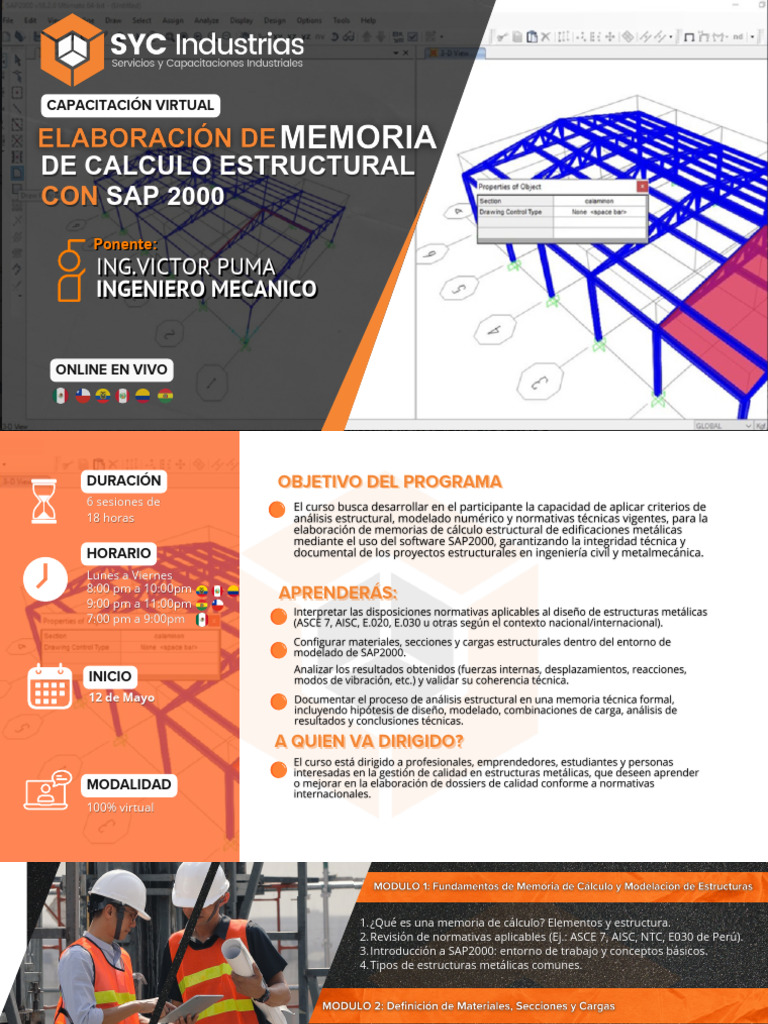 Capacitación SAP 2000: Cálculo Estructural | PDF