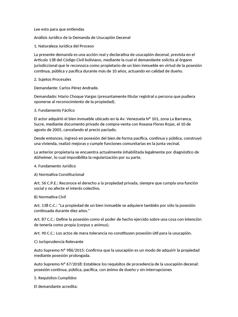 Lee Esto para Que Entiendas | PDF | Posesión adversa | Posesión (Ley)