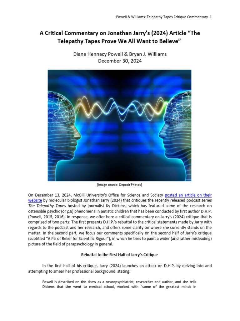 A Critical Commentary On Jonathan Jarrys | PDF | Parapsychology ...