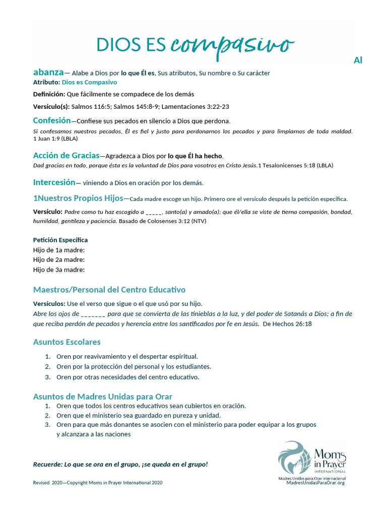 Spanish Prayer Sheet 20 Compas Ivo | PDF