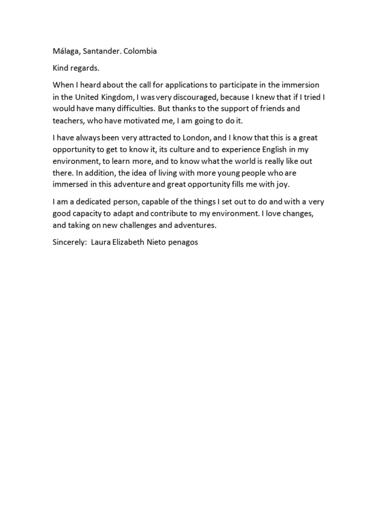 Carta de Motivación Laura Elizabeth Nieto Penagos | PDF