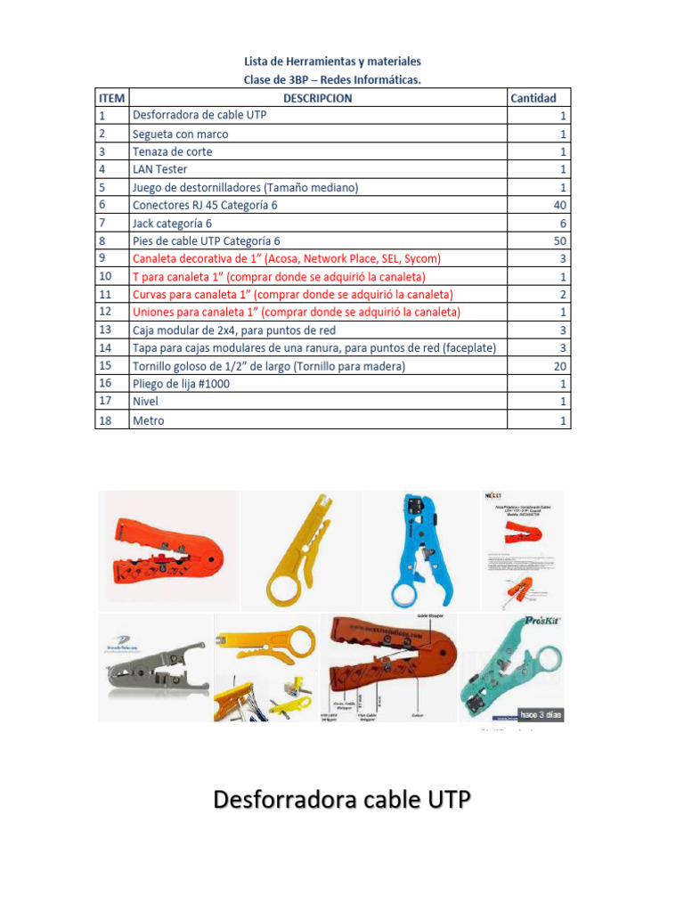 Lista de Herramientas para Redes | PDF