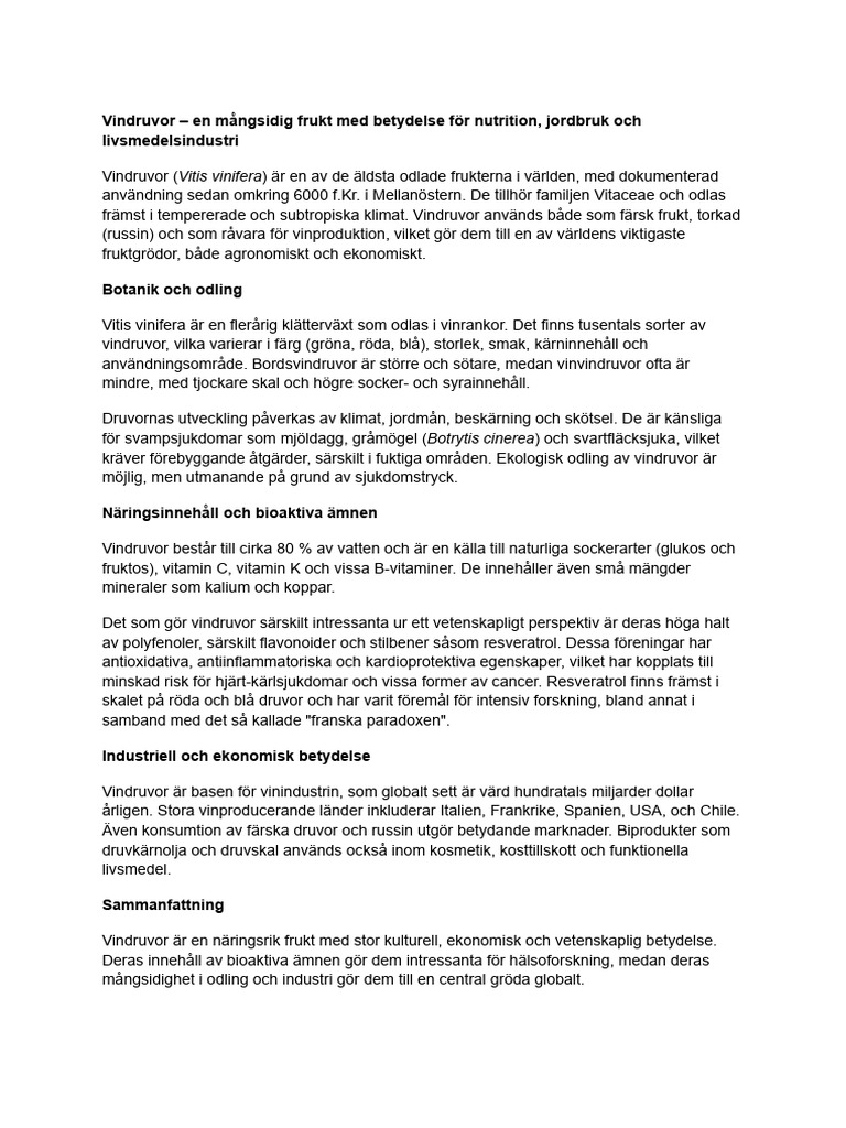 Vindruvor | PDF