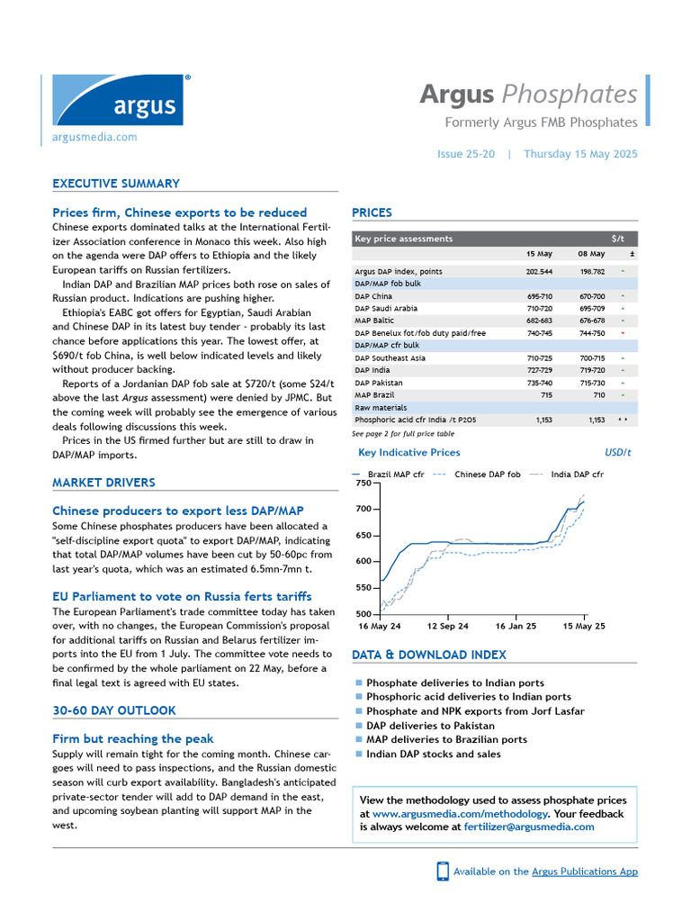 Argus Phosphates Price Update | PDF | Tariff