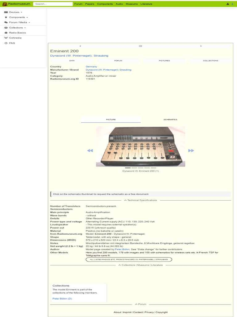 Eminent 200 Ampl - Mixer Dynacord W. Pinternagel Straubing, Build | PDF | Information And ...