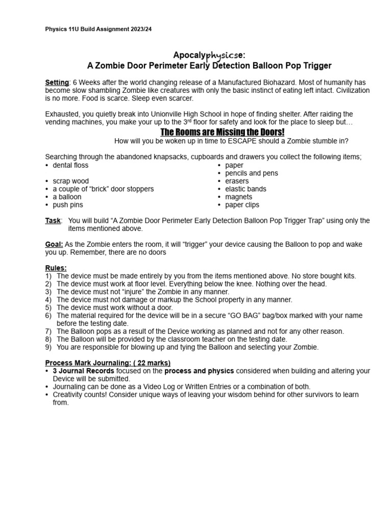 2023 Zombie Build Assignment | PDF