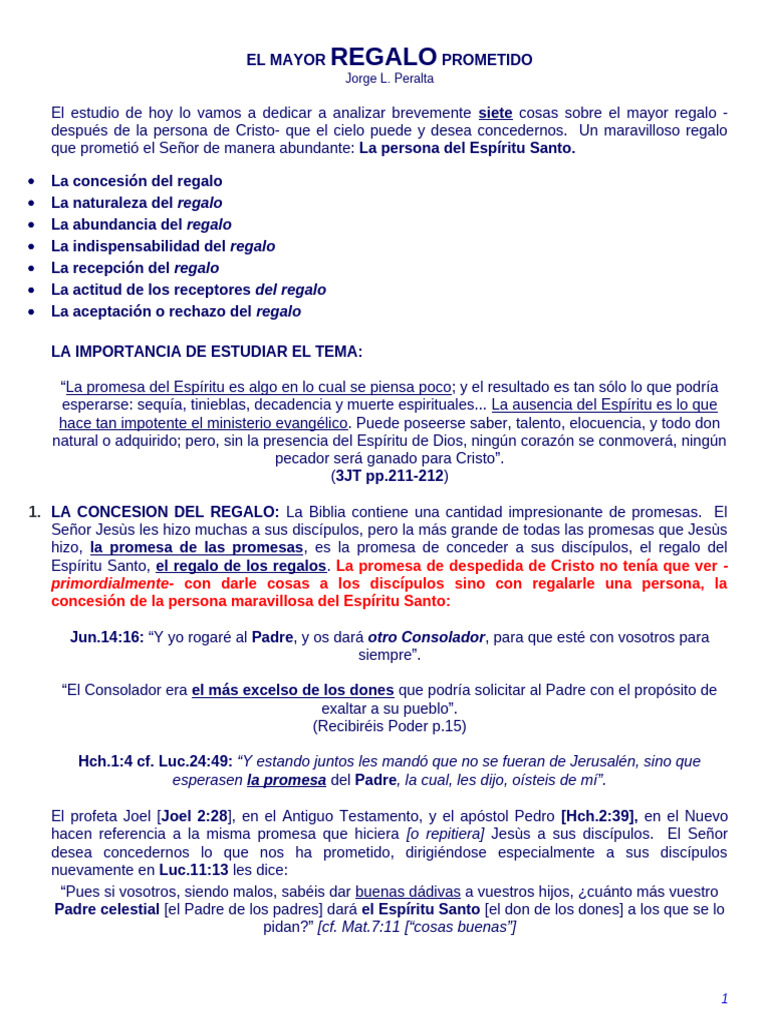 El Mayor Regalo Prometido - Resumen | PDF | espíritu Santo | Pecado