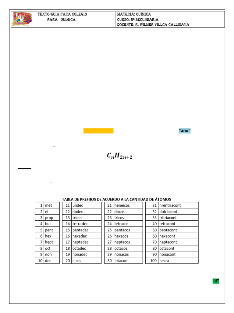 6to Sec Quim-2024 - Los Alcanos | PDF | Hidrocarburos | Alcano