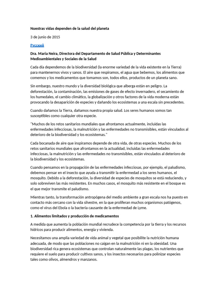 Salud humana y biodiversidad en riesgo | PDF | Biodiversidad | Agua