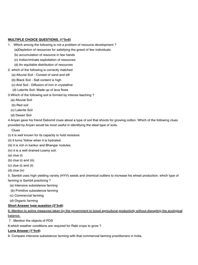 Class 10 Worksheet Geography | PDF