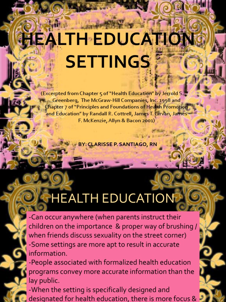 FINAL Health Education Settings | PDF | Health Education | Employment