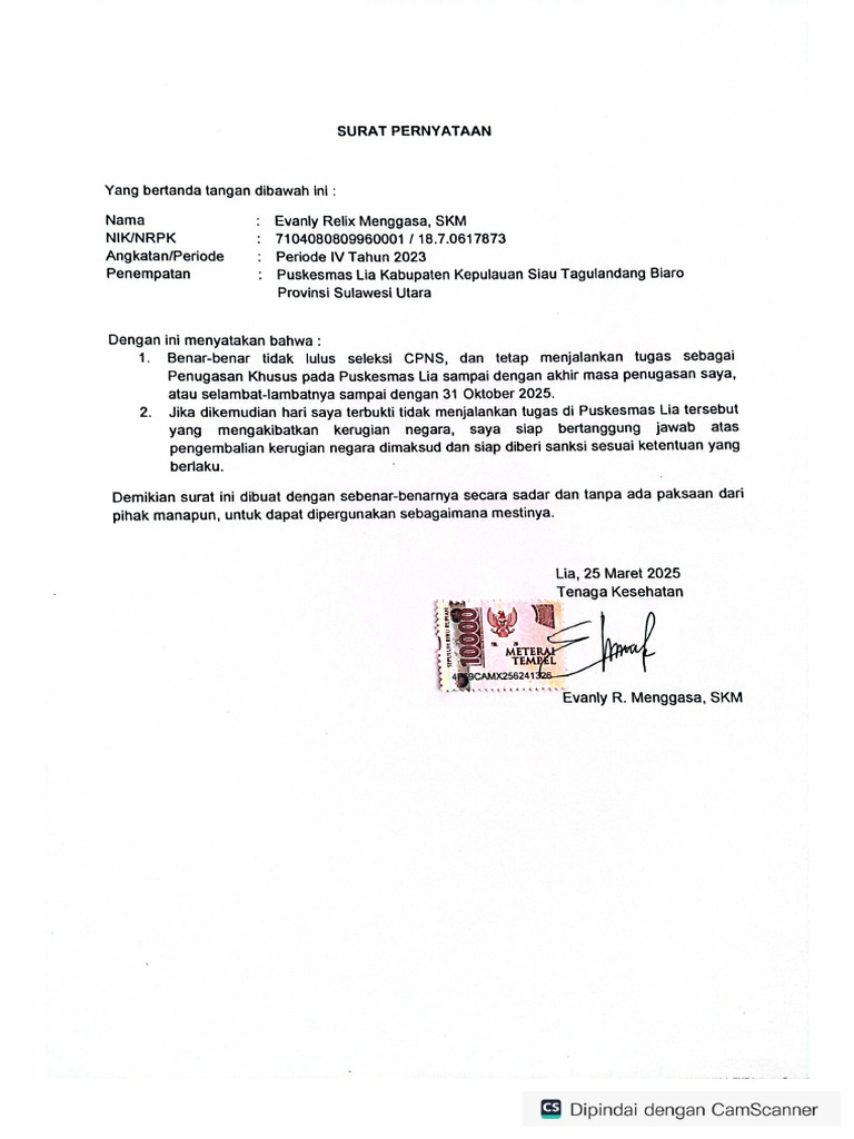 Surat Pernyataan NSI 1 | PDF