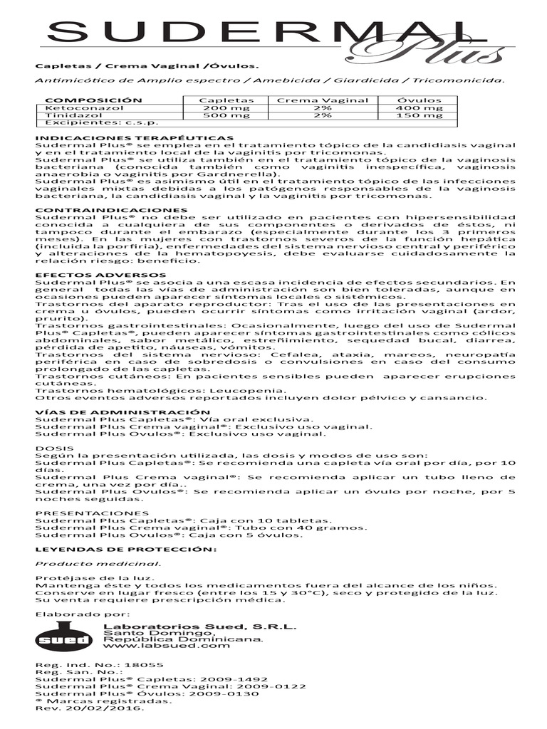 Usos y Aplicación de Sudermal Plus | PDF | Candidiasis | Medicina