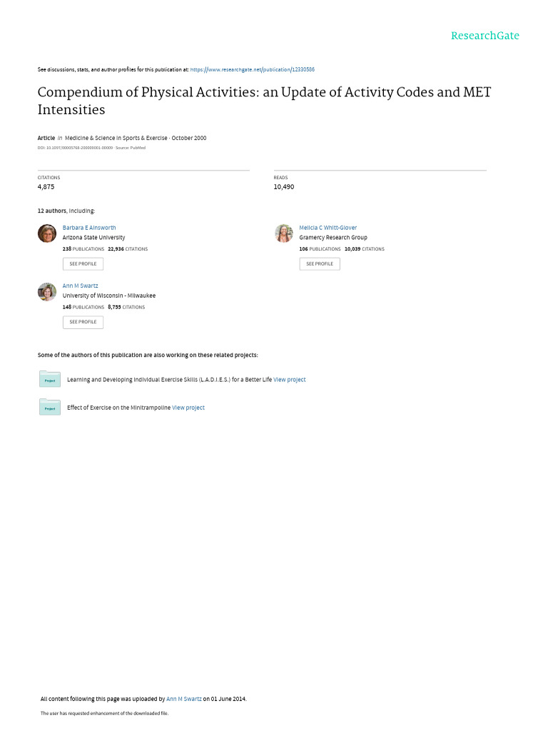 TABELA+DE+METs - Compendium of Physical Activities | PDF | Obesity ...