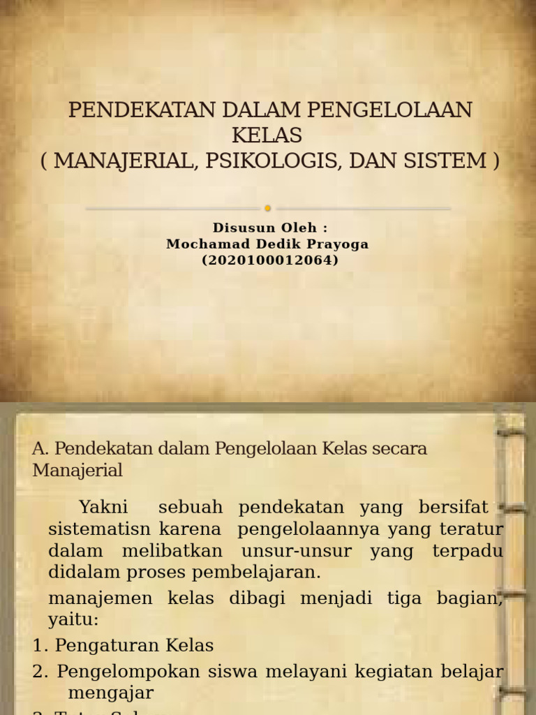 Pendekatan Dalam Pengelolaan Kelas 1 Pptx | PDF