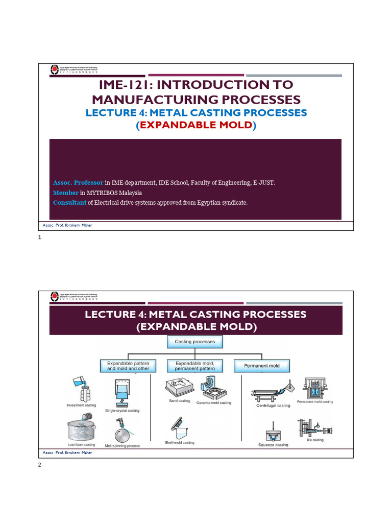 Lec 4 Expandable Mold Casting | PDF | Freezing | Mechanical Engineering