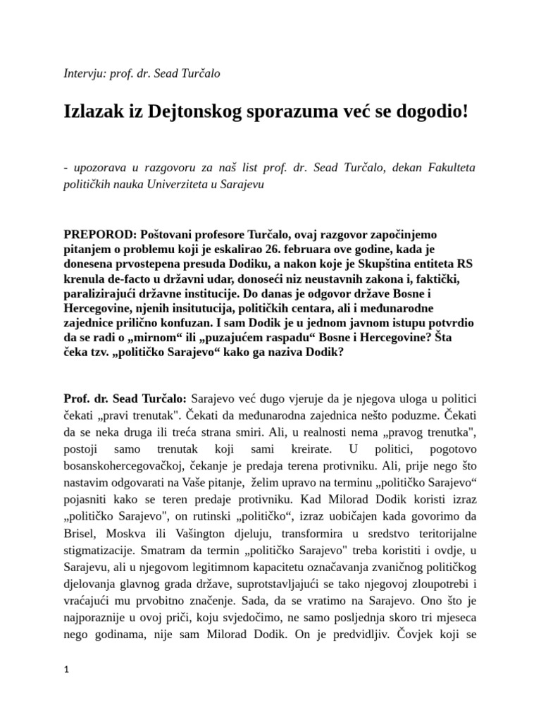 Sead Turcalo Intervju PREPOROD Maj 2025 A. L. | PDF