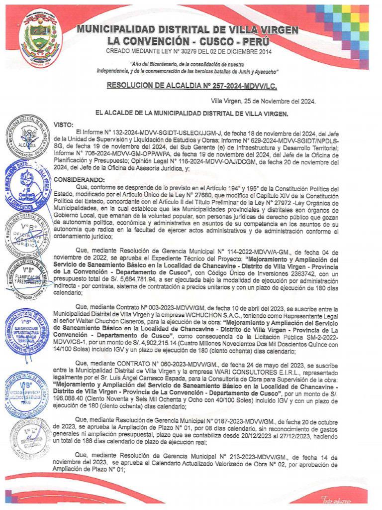 Resolucion de Alcaldia N 257 2024 MDVV A | PDF