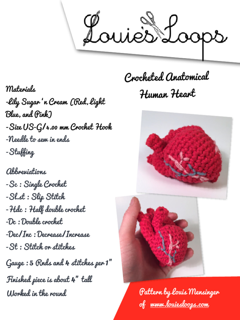 Crocheted Anatomical Human Heart Pattern | PDF | Crochet | Textile Arts