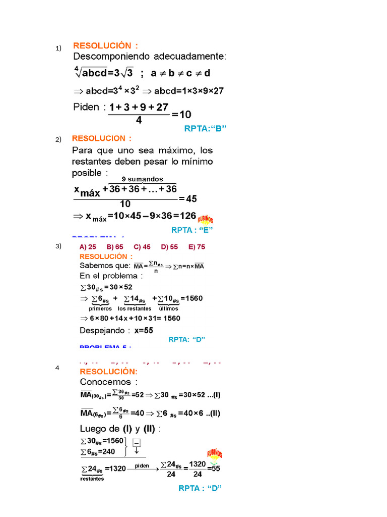 SOLUCION DE LA PRACTICA DE PROMEDIOS | PDF