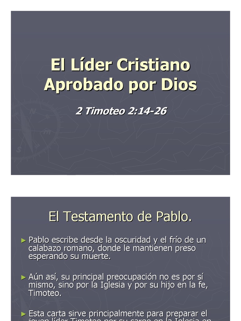 2 Timoteo 2 14 26 El Lider Cristiano Aprobado Por Dios Presentacion | Descargar gratis PDF ...