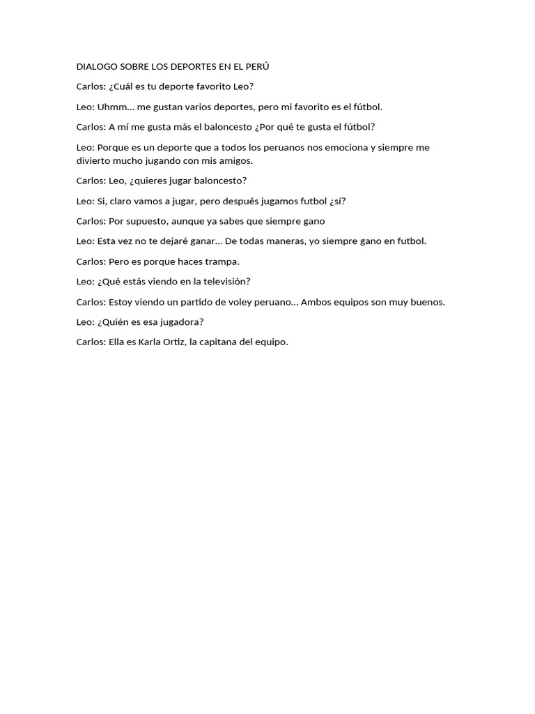 Dialogo Sobre Los Deportes en El Perú | PDF