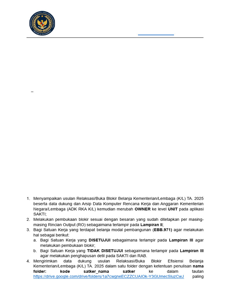 Surat Permintaan Data Dukung Relaksasi Buka Blokir Sesditjenpas Ke ...